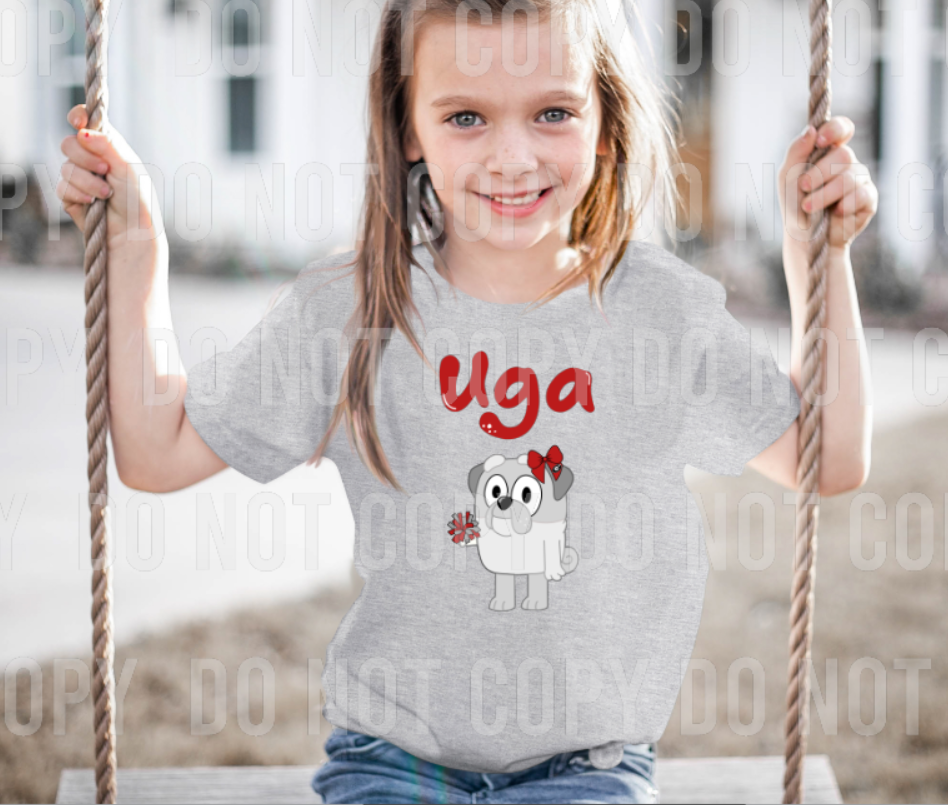 UGA Cartoon Dog Mascot Girly with Bows Bulldog Georgia DTF Transfer ...