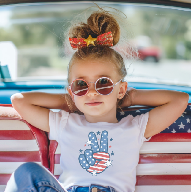 USA Patriotic Peace Sign Hand Design DTF Print – BB Subs and Screens