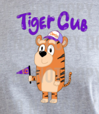 Clemson Tigers Tiger Cub Cartoon Style Mascot DTF Transfer MS – BB Subs ...