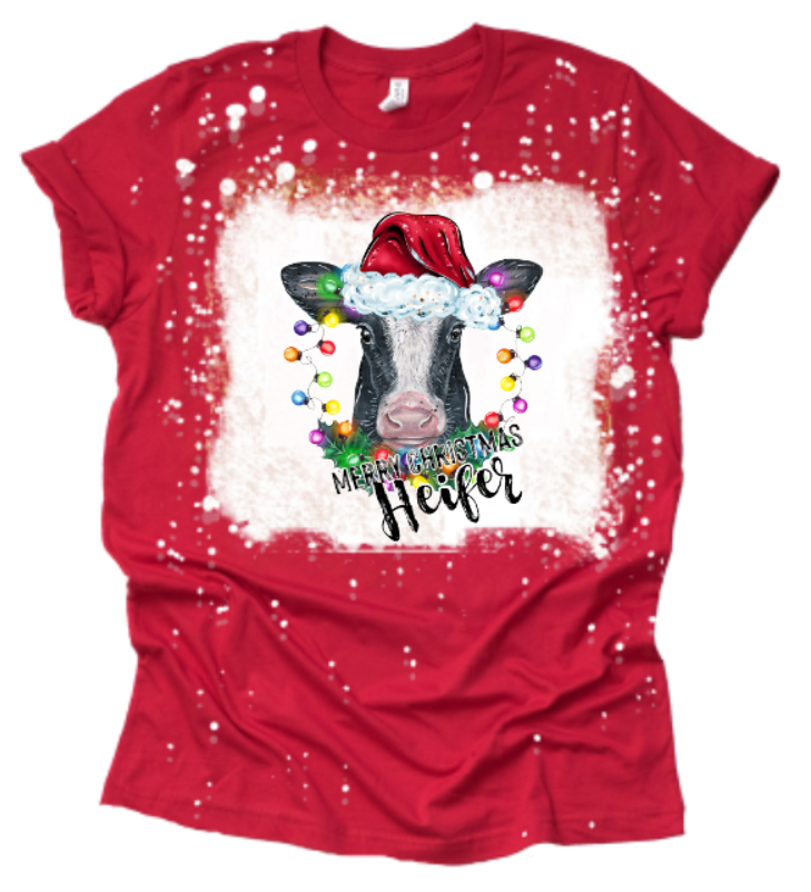 Merry Christmas Heifer Cow Screen Print Transfers HIGH HEAT – BB Subs ...
