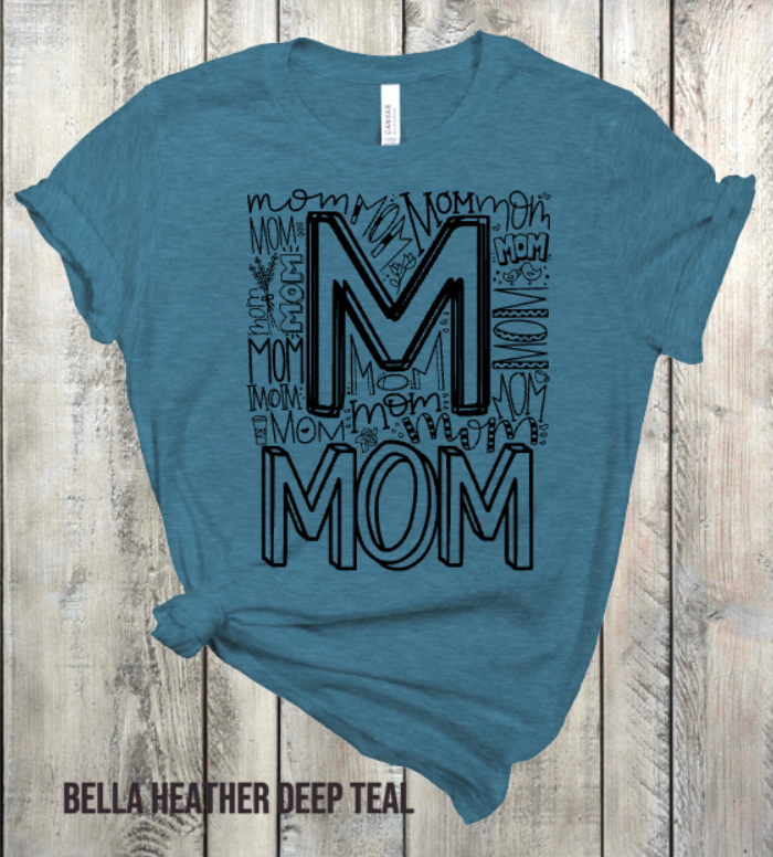 Mom Typography Adult Sized Screen Print Single Color – BB Subs and Screens